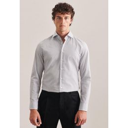 Businesshemd Seidensticker "Schwarze Rose", Herren, Gr. XL (43), normale &Auml;rmell&auml;ngen, grau, 100% Baumwolle, gestreift, slim fit, 2-Knopf-Manschette, Hemden, Slim 1/1 Kentkragen Gestreift