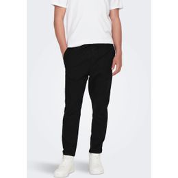 Only & Sons Stoffhose ONLY & SONS "ONSLINUS CROP 0007 COT LIN PNT NOOS", Herren, Gr. M, N-Gr, schwarz, Web, Obermaterial: 75% Baumwolle, 25% Leinen, unifarben, slim fit knöchellang, Hosen, mit Leinen