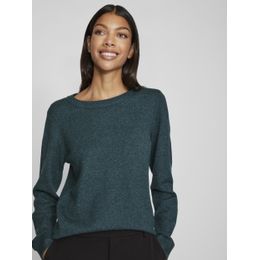 Rundhalspullover Vila "VIRIL O-NECK L/S KNIT TOP - NOOS", Damen, Gr. S, rosa (ponderosa pine detail:schwarz melange), Feinstrick, Obermaterial: 50% Viskose, 27% Nylon, 23% Polyester, meliert, unifarben, regular fit normal, Rundhals, Rippbündchen, Pullover