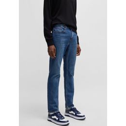 Slim-fit-Jeans HUGO BLUE "Ash", Herren, Gr. 34, L&auml;nge 30, blau (navy419), Denim/Jeans, Obermaterial: 99% Baumwolle, 1% Elasthan, unifarben, slim fit lang, Jeans Slim-fit-Jeans, mit Stone-washed-Finish