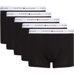 Trunk "5P TRUNK", Herren, Gr. S (48), schwarz (schwarz, schwarz, schwarz, schwarz, schwarz), Jersey, Obermaterial: 95% Baumwolle, 5% Elasthan, Tommy Hilfiger Underwear, kontrastfarbene Details, unifarben, körpernah, Unterhosen, mit Logobund