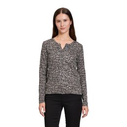 BETTY & CO Kurzarmshirt BETTY & CO "Damen Blusenshirt mit Gummizug", Damen, Gr. L, schwarz (schwarz, nature), Obermaterial: 50% Baumwolle, 50% Modal., loose fit normal, Rundhals, Shirts, Druck