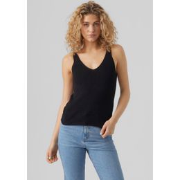 V&eacute;ro Moda Stricktop VERO MODA "VMNEWLEX SUN SL TOP GA NOOS", Damen, Gr. XS, schwarz, Strick, Obermaterial: 50% Viskose (LENZING&trade; ECOVERO&trade;), 25% Baumwolle, 25% Polyacryl, figurbetont h&uuml;ftlang, V-Ausschnitt, Tops Stricktop