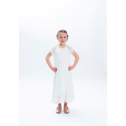 Partykleid DANAMADE "DANAMADE Dresses DSOLEY", M&auml;dchen, Gr. 140, EURO, beige (ivory), Oberstoff: 100% Polyester / Futter: 100% Polyester, Kleider Partykleid