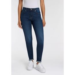 Skinny-fit-Jeans Only "ONLWOW – Skinny-Jeans mit Stretch für schlanke Silhouette", Damen, Gr. L (40), Länge 32, blau (dunkelblau denim), Denim/Jeans, Obermaterial: 64% Baumwolle, 31% Polyester, 3% Viskose, 2% Elasthan, unifarben, skinny fit, Jeans, modisch, Denim, skinny fit, Materialmix, ohne Ausschnitt