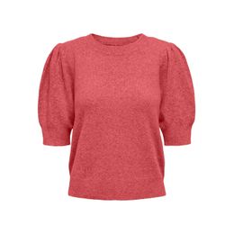 Strickpullover Only "ONLRICA LIFE 2/4 PULLOVER KNT NOOS", Damen, Gr. L, mineral rot detail:melange, Strick, Obermaterial: 93% Polyester, 4% Nylon, 3% Elasthan, meliert, regular fit hüftlang, Rundhals, Rippbündchen, Pullover