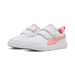 Sneaker Puma "COURTFLEX V3 DOTTY V PS", Gr. 30, weiß (Puma weiß, pinkscape, silber mist), Synthetik, unifarben, Schuhe