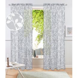 Gardine my home "Issoire" Gr. 2, grau (hellgrau), B:140cm H:175cm, Polyester, Gardinen, Wohnzimmer, Schlafzimmer, Esszimmer, gemustert, modern