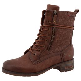 Winterstiefelette Mustang Shoes "Fabienne", Damen, Gr. 37, cognac, Lederimitat, Textil, used, Schuhe, Stiefelette, Winterboots mit Warmfutter