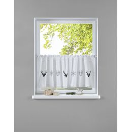 Scheibengardine my home "Xaver" Gr. 4, grau, B:120cm H:45cm, Voile, Baumwolle (Bio-Baumwolle), Gardinen, Halbtransparent, Bedruckt, Baumwolle, weihnachtliches Design