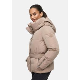 Winterjacke Marikoo "Aleynaa", Damen, Gr. L, beige (taupe grau), Obermaterial: 100% Polyester / Innenmaterial: 100% Polyester / Futter & Wattierung: 100% Polyester, Jacken, mit extra hohem Kragen und elastischem Taillengürtel