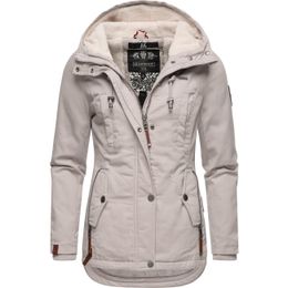 Winterjacke Marikoo "Bikoo", Damen, Gr. S (36), grau (hellgrau), Oberstoff: 100% Baumwolle, Futter: 100% Polyester, Wattierung: 100% Polyester, Ärmelfutter: 100% Polyester, figurumspielend hüftbedeckend, hoch geschlossener Ausschnitt, Ärmel ohne Ärmelschlitz Rippstrickbündchen, Jacken, sportliche Damen Outdoor Baumwolljacke mit Kapuze, Topseller