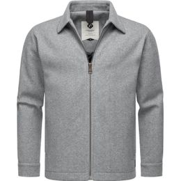 Outdoorjacke Ragwear "Azzte Felt", Herren, Gr. L52, grau (hellgrau), Obermaterial: 100% Polyester, Innenfutter: 100% Polyester, Wattierung: 100% Polyester, Modisch, gerade hüftbedeckend, mit Knopf Umschlagbund krempelbar, Jacken, stylische Herren Hemdjacke in Woll-Optik