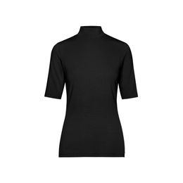 T-Shirt TRIGEMA "TRIGEMA T-Shirt mit elastischem Stehkragen", Damen, Gr. L, schwarz, 94% Viskose, 6% Elastan, Shirts