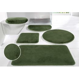 Badematte my home "Rabbit Badematten, Badvorleger, Badezimmer Teppich" Gr. 12, grün (dunkelgrün), H:30mm, Polyester, Badematten, Kaninchenfell-Haptik, Badteppich, rechteckig, rund & als 3-tlg. Set