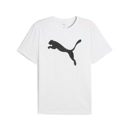 Trainingsshirt Puma "M TAD ESSENTIALS SOLID CAT TEE (CF BIG CAT)", Herren, Gr. S, weiß (Puma weiß), Jersey, Obermaterial: 100% Polyester, regular fit normal, Rundhals, Shirts