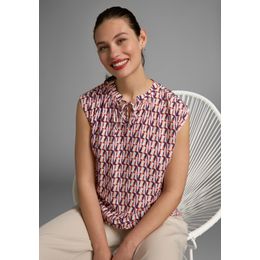 Blusentop HECHTER PARIS, Damen, Gr. 34, bunt (pink, orange, gemustert), Obermaterial: 100% Viskose, gemustert, figurumspielend h&uuml;ftlang, Rundhals, angeschnitten, Blusen Blusentop, mit Bindedetail