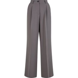 Stoffhose Urban Classics "Urban Classics Ladies Wide Leg Trousers", Damen, Gr. 26, Normalgrößen, grau (cloudgrau), 94% Polyester, 6% Elasthan, unifarben, relaxed fit, Hosen