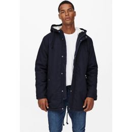 Only & Sons Parka ONLY & SONS "ONSALEXANDER LIFE PARKA OTW VD", Herren, Gr. L, blau (schwarz navy), Web, Obermaterial: 100% Baumwolle. Futter: 100% Polyester. Wattierung: 100% Polyester, unifarben, regular fit normal, Jacken