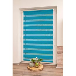 Doppelrollo K-home "Maringa Klemmfix" Gr. 39, blau (petrol), B:30cm H:150cm, Polyester, Rollos, in verschiedenen Größen und 11 Farben erhältlich