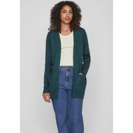 Strickjacke Vila "VIRIL OPEN L/S KNIT CARDIGAN - NOOS", Damen, Gr. M, ponderosa pine detail:schwarz melange, Strick, Obermaterial: 50% Viskose, 27% Nylon, 23% Polyester, meliert, Modisch, regular fit hüftbedeckend, V-Ausschnitt, Strickjacken