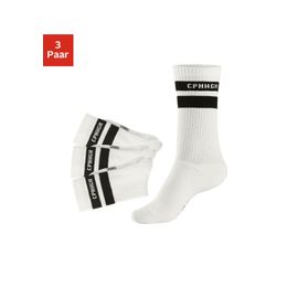 Tennissocken Copenhagen Studios, Damen, Gr. 43-46, schwarz (3x weiß mit schwarzen streifen), Baumwollmischung, unifarben, elastisch, Socken, mit Streifendesign und Vollfrottee