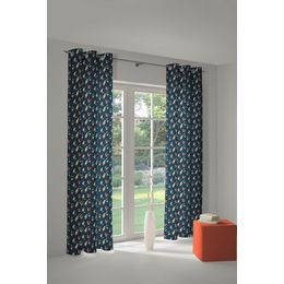 Vorhang Adam "Space" Gr. 4, blau (dunkelblau), B:145cm H:245cm, Jacquard, Baumwolle (Bio-Baumwolle), Gardinen, aus 100% Bio-Baumwolle