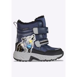 Winterboots Lotto, Jungen, Gr. 32, blau (navy, grau), Synthetik, Textil, Schuhe, Winterschuhe, Winterstiefel, wasserdicht & mit Blinkfunktion