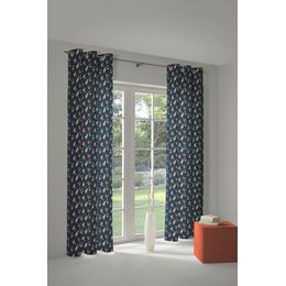 Vorhang Adam "Space" Gr. 1, blau (dunkelblau), B:145cm H:145cm, Jacquard, Baumwolle (Bio-Baumwolle), Gardinen, aus 100% Bio-Baumwolle
