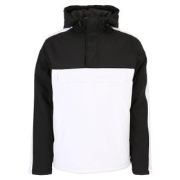Allwetterjacke Urban Classics "Urban Classics Herren 3-Tone Padded Pull Over Hooded Jacket", Herren, Gr. L, schwarz-weiß (weiß, schwarz, schwarz), 100% Polyamid, gestreift, normal, ohne Ausschnitt, Jacken