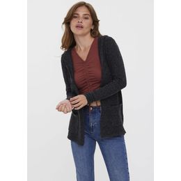 Véro Moda Strickjacke VERO MODA "VMDOFFY LS OPEN HOOD CARDIGAN GA NOOS", Damen, Gr. M, schwarz melange, Strick, Obermaterial: 94% Polyester, 3% Elasthan, 3% Nylon, meliert, regular fit Po-bedeckend, Rundhals, Strickjacken