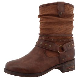 Winterboots Mustang Shoes "Fabienne", Damen, Gr. 36, dunkelbraun, Lederimitat, used, Schuhe, Stiefelette, Westernboots im Used-Look