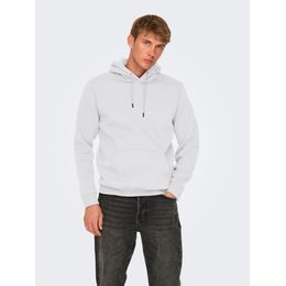Only & Sons Kapuzensweatshirt ONLY & SONS "ONSCERES HOODIE SWEAT NOOS", Herren, Gr. M, grau (super light grau melange), angeraute Sweatware, Obermaterial: 57% Baumwolle, 43% Polyester, meliert, unifarben, regular fit normal, Rundhals, Rippbündchen, Sweatshirts