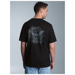 T-Shirt TRIGEMA "TRIGEMA T-Shirt mit Motorrad-Printmotiven", Herren, Gr. M, schwarz, 100% Baumwolle, Shirts