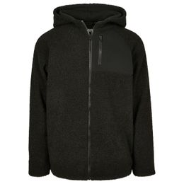 Allwetterjacke Urban Classics "Urban Classics Herren Hooded Sherpa Zip Jacket", Herren, Gr. M, schwarz, 100% Polyester, unifarben, loose fit, ohne Ausschnitt, Jacken