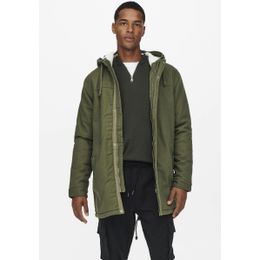 Only & Sons Parka ONLY & SONS "ONSALEXANDER LIFE PARKA OTW VD", Herren, Gr. M, grün (olive night), Web, Obermaterial: 100% Baumwolle. Futter: 100% Polyester. Wattierung: 100% Polyester, unifarben, Modisch, regular fit normal, Jacken
