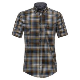 Kurzarmhemd Casamoda "Casamoda Freizeithemd Kurzarm kariert", Herren, Gr. M, Normalgrößen, braun (hellbraun), 100% Baumwolle, kariert, lässig geschnitten, Hemden