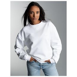 Sweatshirt TRIGEMA "TRIGEMA Basic Sweatshirt mit weicher Innenseite", Damen, Gr. XL, weiß, 70% Baumwolle, 30% Polyester, Basic, Sweatshirts