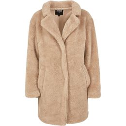 Parka Urban Classics "Urban Classics Damen Ladies Oversized Sherpa Coat", Damen, Gr. M, beige (sand), 100% Polyester, unifarben, oversize, amerikanischer Ausschnitt, Jacken