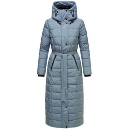 Steppmantel Navahoo "Das Teil XIV", Damen, Gr. L (40), blau (graublau), Oberstoff: 100% Polyester, Futter: 100% Polyester, Wattierung: 100% Polyester, Ärmelfutter: 100% Polyester, gerade wadenlang, hoch geschlossener Ausschnitt, Ärmel ohne Ärmelschlitz Rippstrickbündchen, Mäntel, extralanger Wintermantel mit abnehmbaren Kunstfellkragen