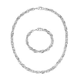 Ketten und Armband Set Firetti "Multipack Schmuck Geschenk Messing Armkette Halskette" Gr. 45, silber (silberfarben), Schmuck_Sets, Damen, 45, Messing, gl&auml;nzend