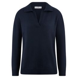 Peter Hahn - Polo-Pullover, blau, Gr. 46 / L - Wolle