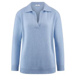 Peter Hahn - Polo-Pullover, blau, Gr. 48 / XL - Wolle