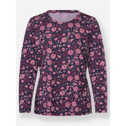 WITT Damen Langarmshirt mit floralem Druck, marine-erika-bedruckt, Gr&ouml;&szlig;e 38