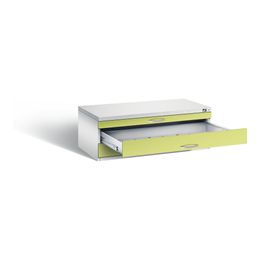 C+P Flachablageschrank Serie 7100_7200, H420xB1100xT765mm, Front Viridingr&uuml;n, Korpus Lichtgrau (7100-100) ; C + P M&ouml;belsysteme (7100-100|S10141)