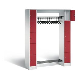 C+P Offene Garderobe Serie 8070, H1950xB1430xT480mm, Front Rubinrot, Korpus Lichtgrau (80710-00) ; C + P M&ouml;belsysteme (80710-00|S10007)