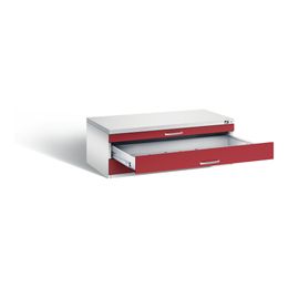 C+P Flachablageschrank Serie 7100_7200, H420xB1100xT765mm, Front Rubinrot, Korpus Lichtgrau (7100-100) ; C + P M&ouml;belsysteme (7100-100|S10092)
