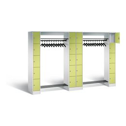 C+P Offene Garderobe Serie 8070, H1950xB2840xT480mm, Front Viridingr&uuml;n, Korpus Lichtgrau (80730-20) ; C + P M&ouml;belsysteme (80730-20|S10046)