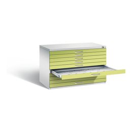 C+P Flachablageschrank Serie 7100_7200, H760xB1100xT765mm, Front Viridingr&uuml;n, Korpus Lichtgrau (7101-000) ; C + P M&ouml;belsysteme (7101-000|S10359)