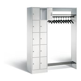 C+P Offene Garderobe Serie 8070, H1950xB1410xT480mm, Front Lichtgrau, Korpus Lichtgrau (80720-00) ; C + P M&ouml;belsysteme (80720-00|S10000)